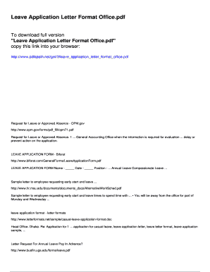 Leave Application For Office - Fill Online, Printable, Fillable, Blank | pdfFiller
