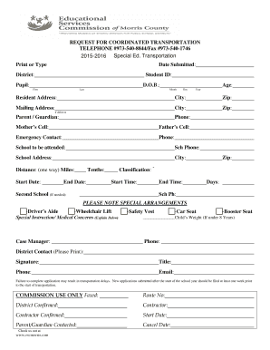 Fillable Online ESC Transportation Request Form Fax Email Print - pdfFiller