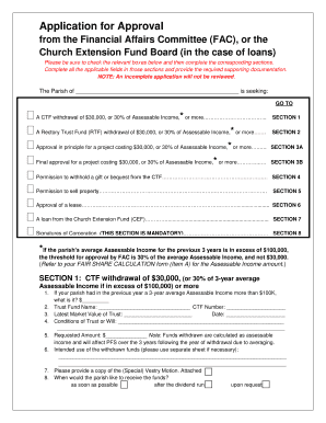 Fillable Online APPLICATION FOR FINANCIAL AFFAIRS COMMITTEE FAC ...