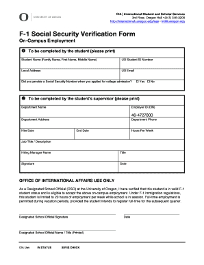 Fillable Online F-1 Social Security Verification Form Fax Email Print ...
