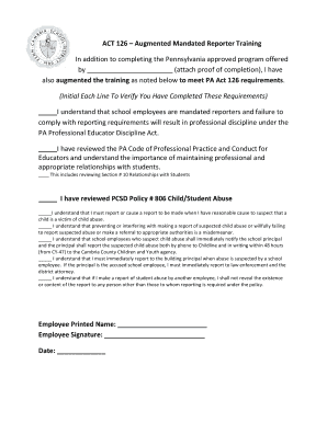 Fillable Online pcam ACT 126 Augmented Mandated Reporter Training ...