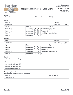 Fillable Online Background Information Child Client Fax Email Print ...