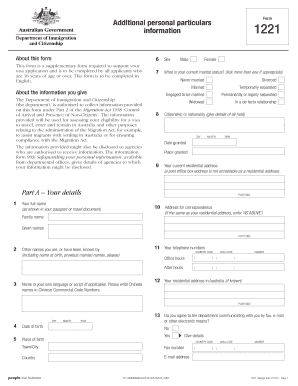 Fillable Online Form Additional personal particulars 1221 information Fax Email Print - pdfFiller