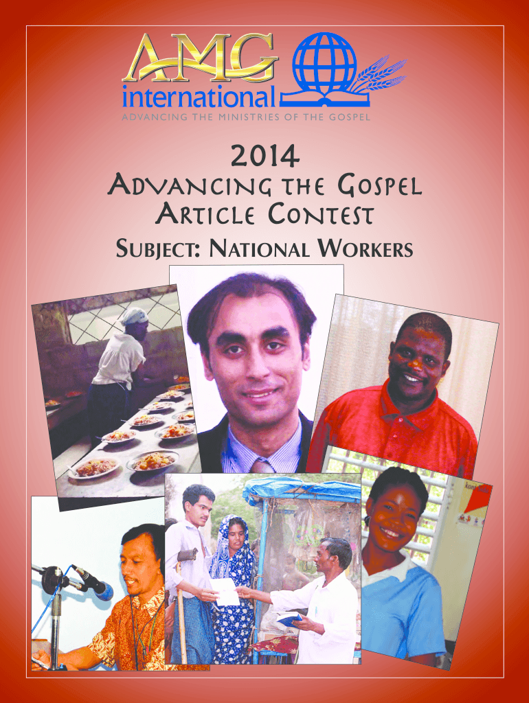Fillable Online 2014 ADVANCING THE GOSPEL ARTICLE CONTEST - Disciple ...