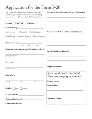 Fillable Online Application for the Form I-20 Fax Email Print - pdfFiller