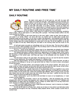 Fillable Online MY DAILY ROUTINE AND FREE TIME Fax Email Print - pdfFiller