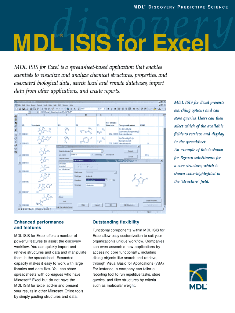 Fillable Online MDL ISIS for Excel Fax Email Print - pdfFiller