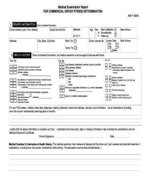Fillable Online Medical Examination Report FOR COMMERCIAL DRIVER ...