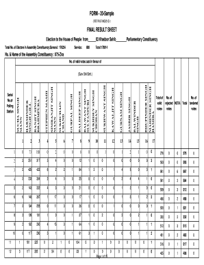 Fillable Online FORM - 20-Sample FINAL RESULT SHEET Fax Email Print ...