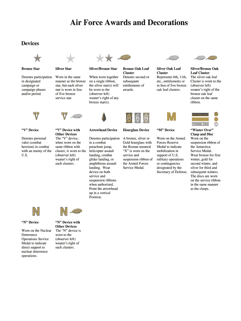 Fillable Online Air Force Awards and Decorations Fax Email Print ...