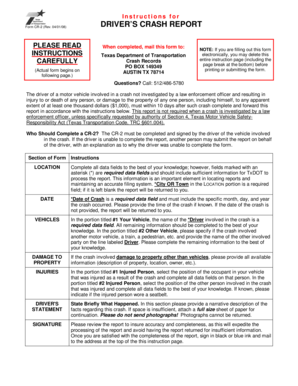 Fillable Online Instructions for DRIVERS CRASH REPORT Form CR-2 Rev 04 ...