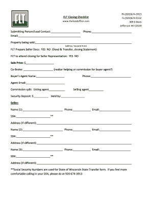 Fillable Online Closing Checklist - Fidelity Land Title Ltd Fax Email ...