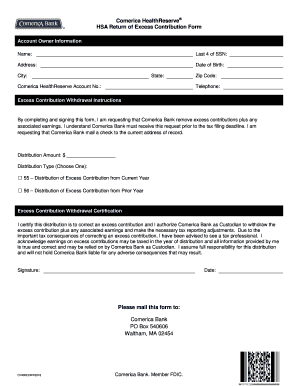 Fillable Online Form Return of Excess Contribution - Alegeus Home Fax ...