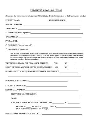 Fillable Online graduate philosophy utoronto PHD THESIS SUBMISSION FORM ...