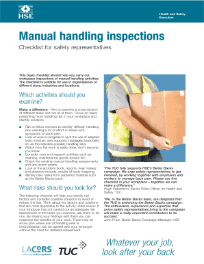Fillable Online Manual handling inspections Fax Email Print - pdfFiller