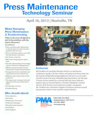 Fillable Online pma Press Maintenance - pmaorg Fax Email Print - pdfFiller