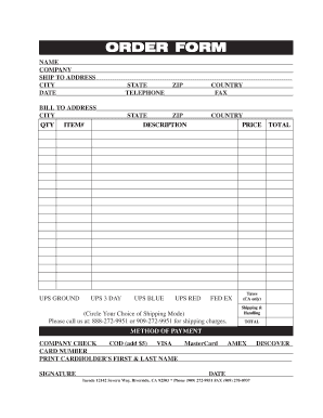 Fillable Online ORDER FORM - INCODE CORP Fax Email Print - pdfFiller
