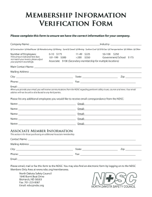 Fillable Online Membership Information Verification Form - ndscorg Fax ...