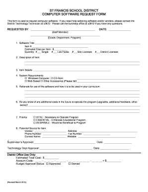 Fillable Online stfrancisschools Computer Software Request Form ...