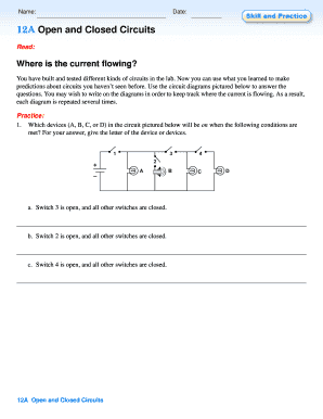Fillable Online 12A Open and Closed Circuits - CPO Science Fax Email ...