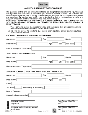 Fillable Online ANNUITY SUITABILITY QUESTIONNAIRE - Constant Contact ...