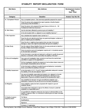 Fillable Online STABILITY REPORT DECLARATION FORM Fax Email Print ...