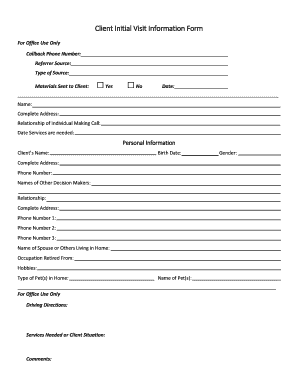 Fillable Online Client Initial Visit Info - University of Iowa Fax ...
