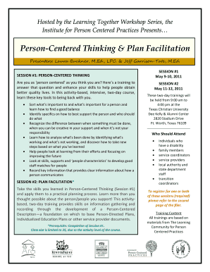 Fillable Online Person-Centered Thinking Plan Facilitation - arcnetc Fax Email Print - pdfFiller