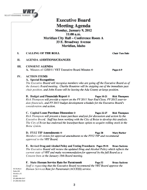 Fillable Online valleyregionaltransit Executive Board Meeting Agenda ...