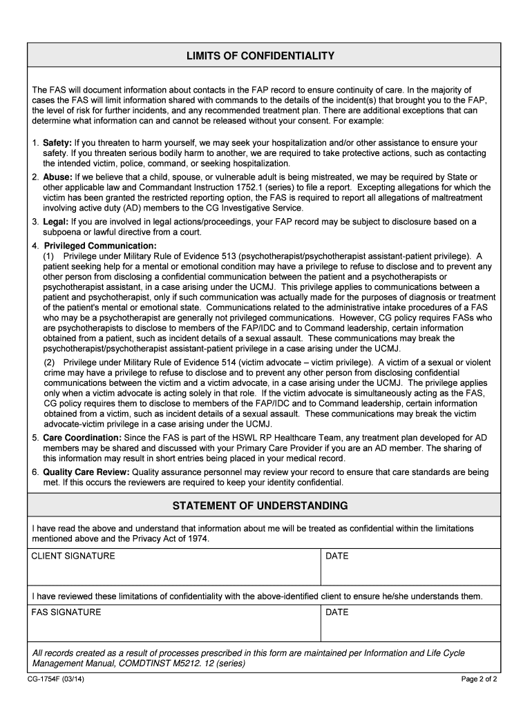 Fillable Online uscg CG1754FPDF Coast Guard Family Advocacy Program ...