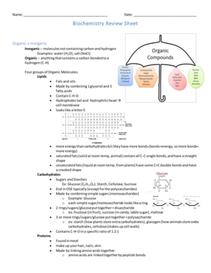Fillable Online hs stdoms Biochemistry Review Sheet - St Dominic High ...