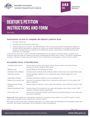 Fillable Online Debtors petition instructions and form - AFSA Fax Email ...