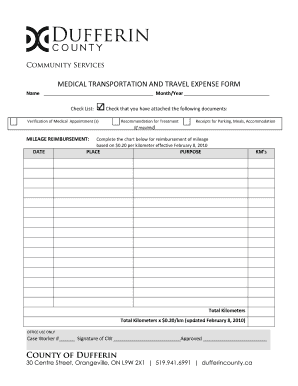 Fillable Online MEDICAL TRANSPORTATION AND TRAVEL EXPENSE FORM Fax ...