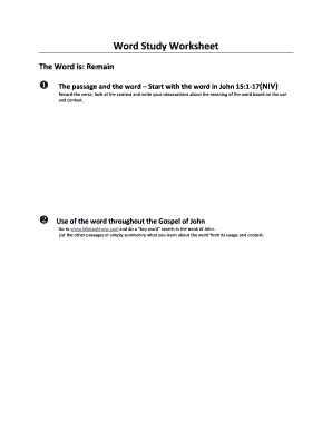 Fillable Online Word Study Worksheet - cachurchcom Fax Email Print ...