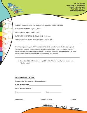 Fillable Online elcbrevard Amendment No 1 to Request for Proposal No ELCBRFP1112 Fax Email Print ...