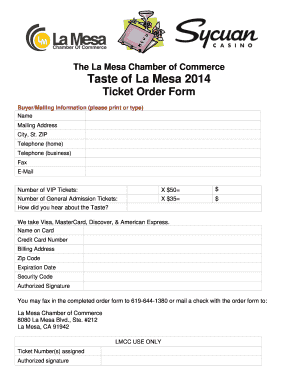 Fillable Online taste order form 2010doc Fax Email Print - pdfFiller