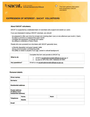 Fillable Online sacat sa gov Print and complete - SACAT volunteer expression of interest form ...