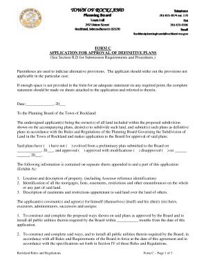 Fillable Online FORM C APPLICATION FOR APPROVAL OF DEFINITIVE PLANS (See Section II Fax Email ...