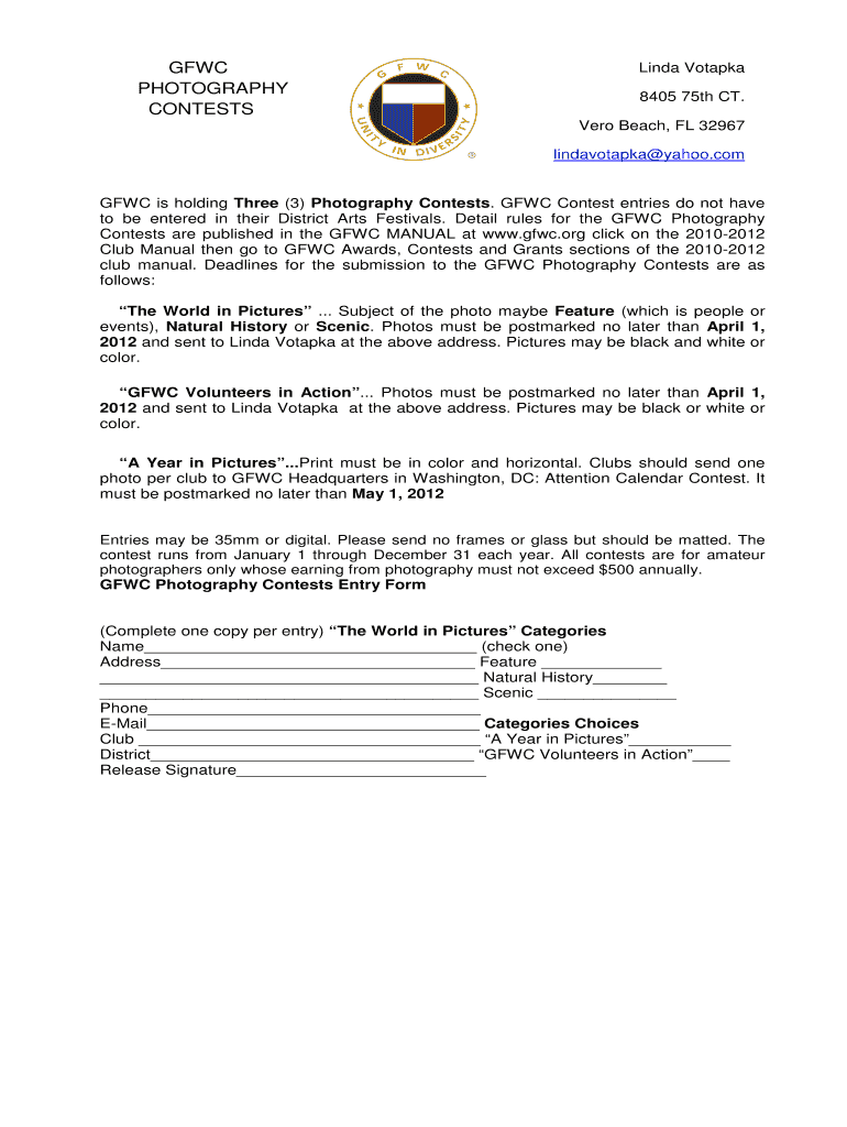 Fillable Online gfwcflorida GFWC PHOTOGRAPHY CONTESTS - gfwcflorida Fax ...