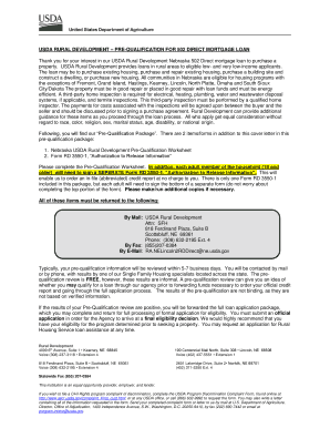 Fillable Online USDA RURAL DEVELOPMENT PRE-QUALIFICATION FOR 502 DIRECT ...
