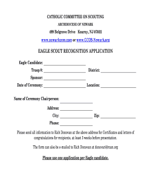 Fillable Online BEAGLE SCOUTb RECOGNITION bAPPLICATIONb Fax Email Print ...