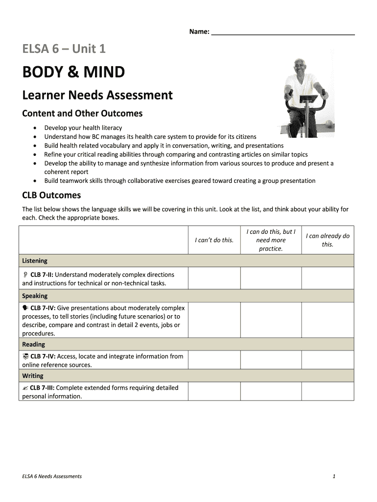 Fillable Online listn eELSA 6 Needs AssessmentsCompiled Document Fax ...