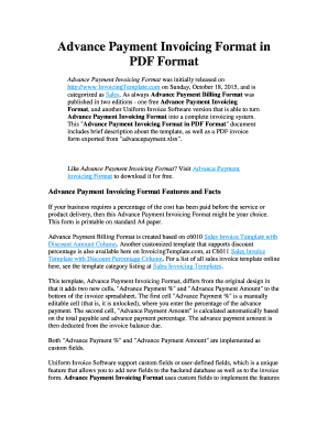 Fillable Online Advance Payment Invoicing Format in PDF Format Fax ...