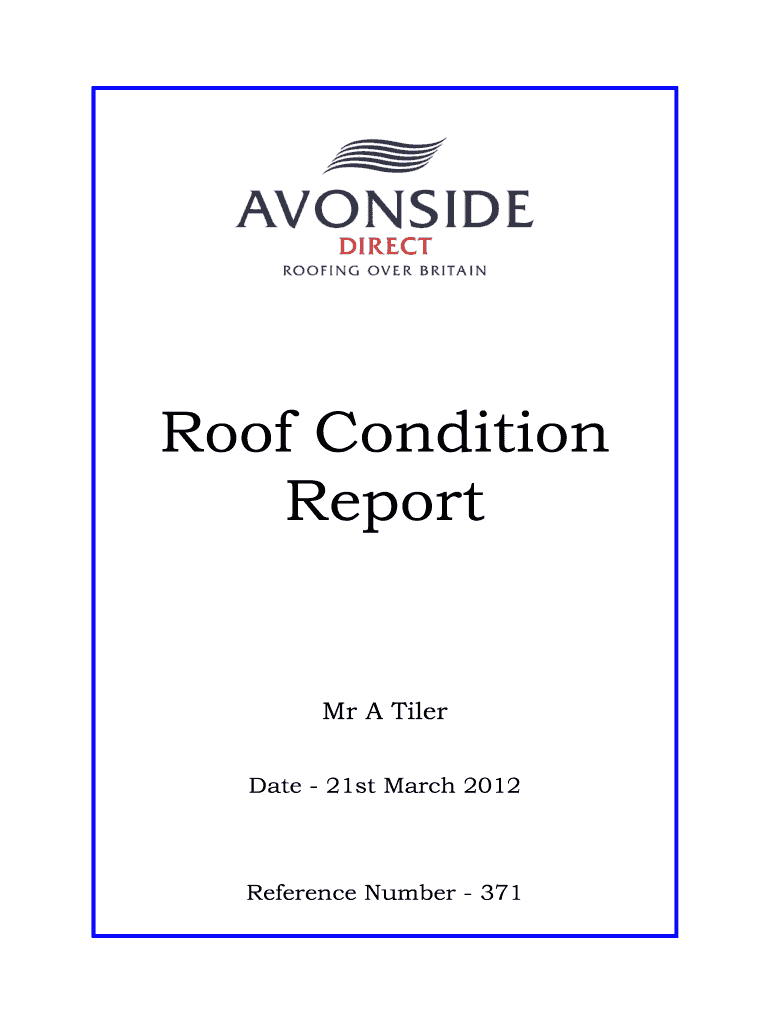 Fillable Online avonsidedirect co Roof Condition Report - Avonside ...