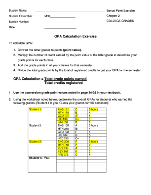 Fillable Online web monroecc GPA Calculation Total grade points earned ...