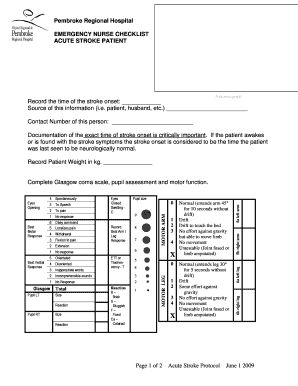 Fillable Online 334 Sample Nurses Checklist for the Acute Stroke ...