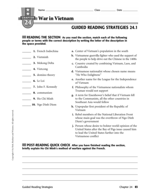 Fillable Online Menu Print Name Class Date 24 War in Vietnam GUIDED ...