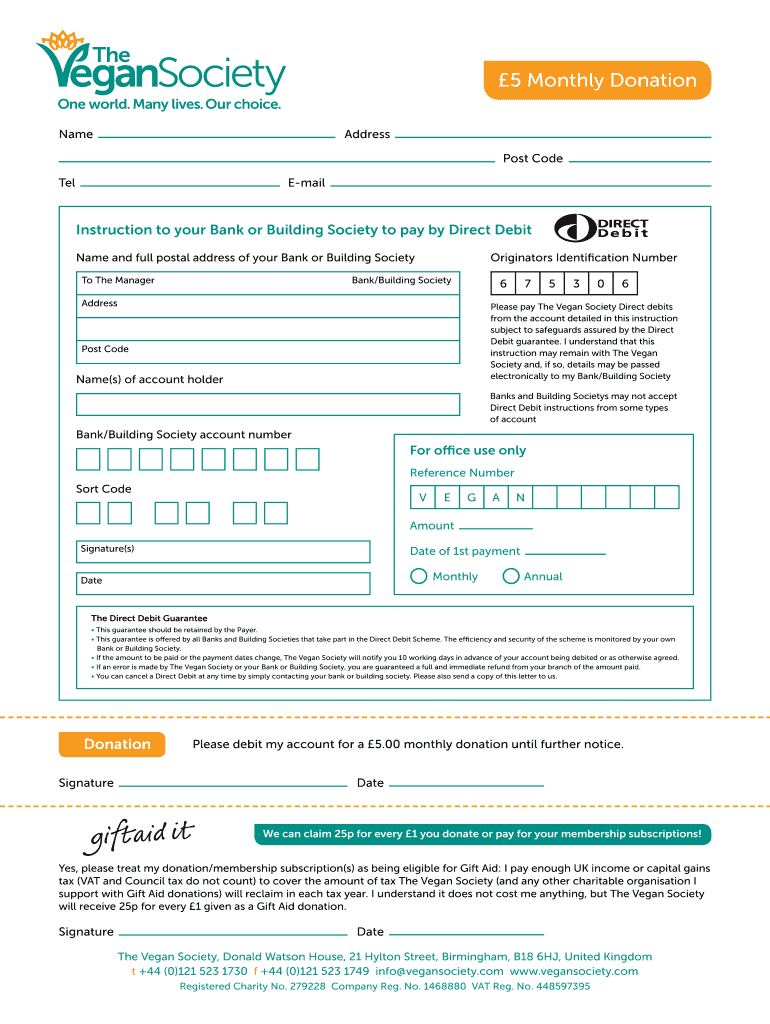 Fillable Online 5 Monthly Donation Fax Email Print - pdfFiller
