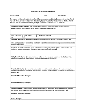 Fillable Online mvse Behavioral Intervention Plan - mvseorg Fax Email Print - pdfFiller