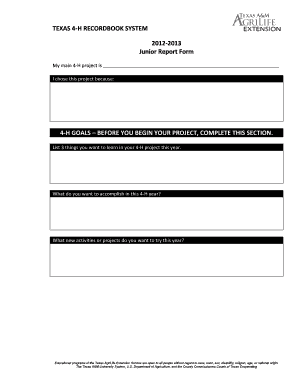 Fillable Online erath agrilife JUNIOR-report-form Fax Email Print ...